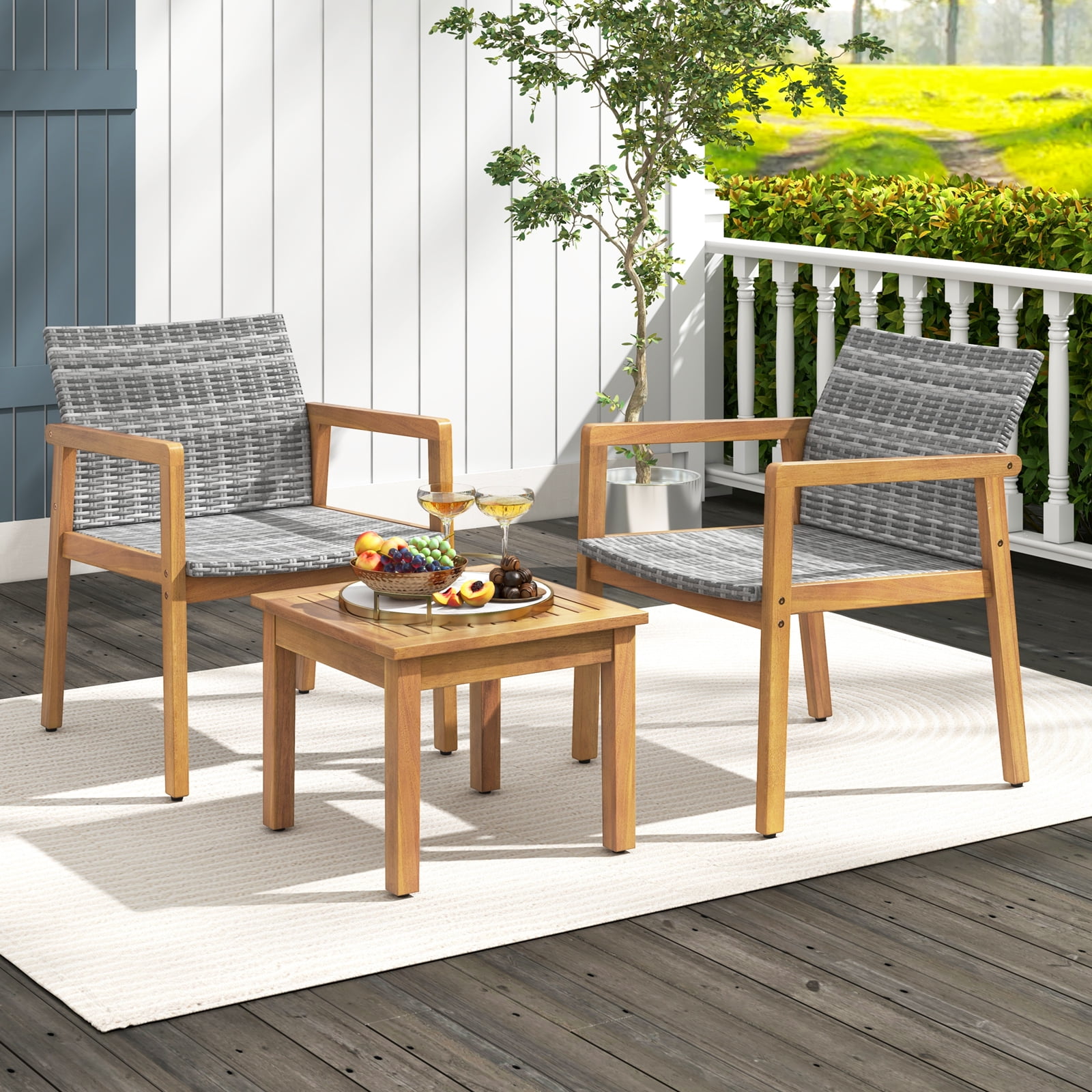 Click here for Costway 3 Pcs Outdoor Furniture Set  Acacia Wood F... prices