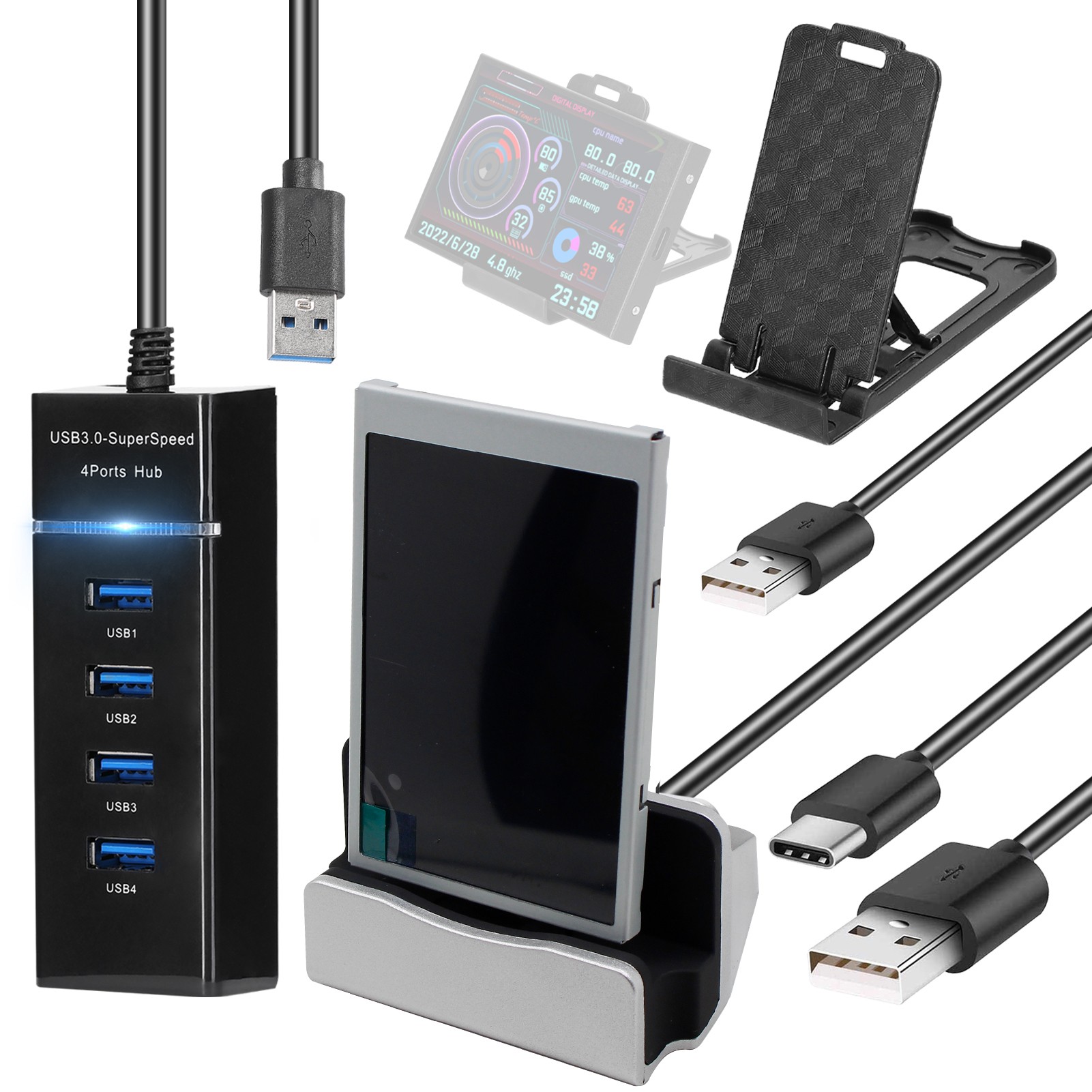 3.5 in IPS Screen Type C Secondary Screen Mini Computer Monitor Free of ...