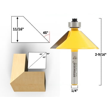 Yonico Set of 3 Lock Miter 45 Degree Glue Joint Router Bits - 15334 ...