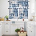 Abstract Stitching Kitchen Curtains Valance and Tier Set Vintage Blue ...