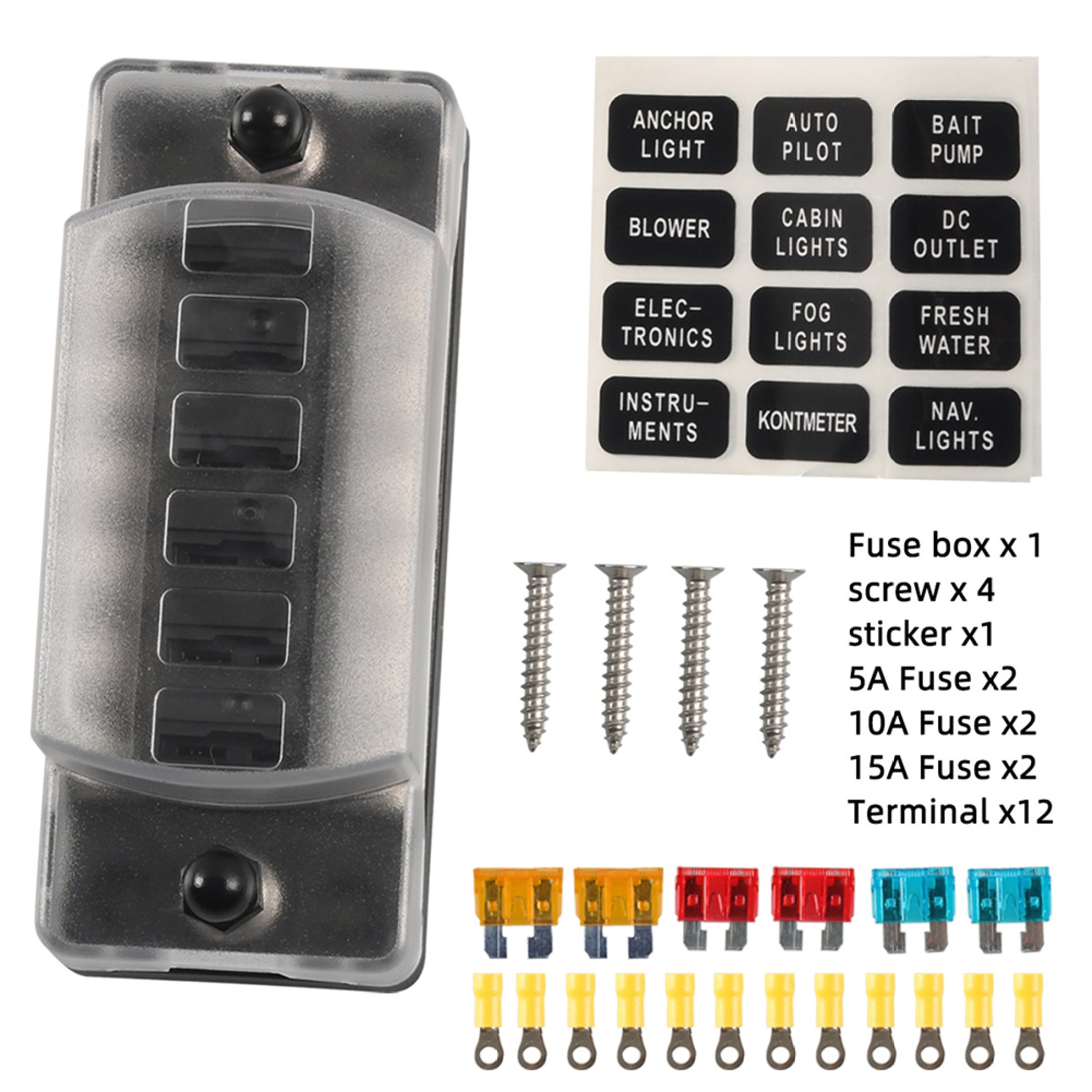 MoreChioce 6 Way Fuse Box with Waterproof Protection Cover RV Yacht ...