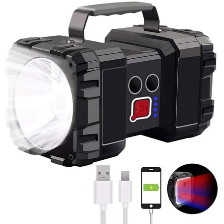 Rechargeable Spotlight Flashlight, 6000 High Lumen LED Spotlight ...