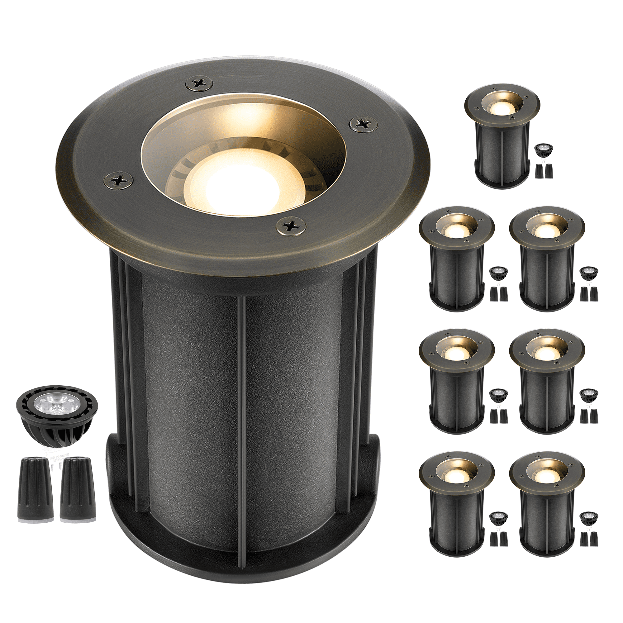 Gardenreet Brass In Ground Well Lights, 12V LED Outdoor Landscape ...