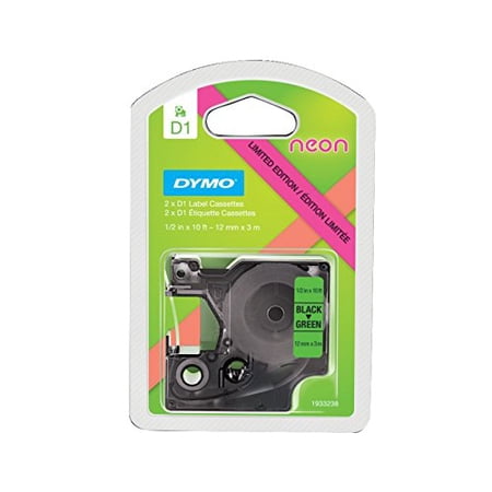 DYMO(R) D1 Limited Edition Neon Labels, 1/2in., Black On Neon Green ...