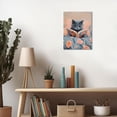 Affixzi Cat Reading Book Wall Art, Cute Gray Kitten Print, Animal ...