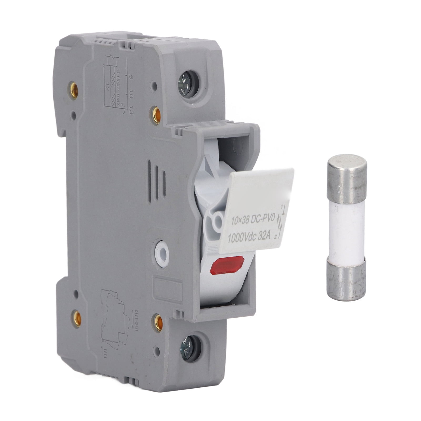 Portafusibles CC 1P 32A Montaje en riel DIN 20A 10x38mm Fusible ...