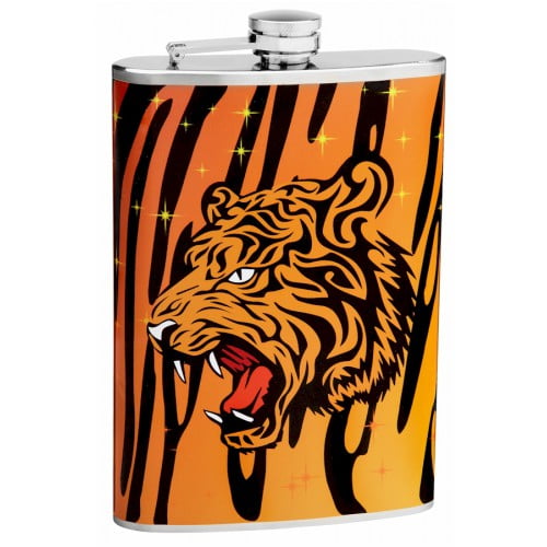 8oz Ferocious Looking Bengal Tiger Flask with Stars - Walmart.com
