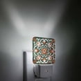 Abstract Orange Green White Flowers Plug-in LED Night Lights Ethnic ...