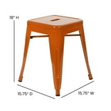 EMMA + OLIVER Stackable Metal Dining Stool, 18 Inch Height, Orange, Set ...