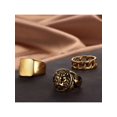 8 3-Piece Gold-Tone Cuban Link, Lion Signet & Square Signet Rings Set ...