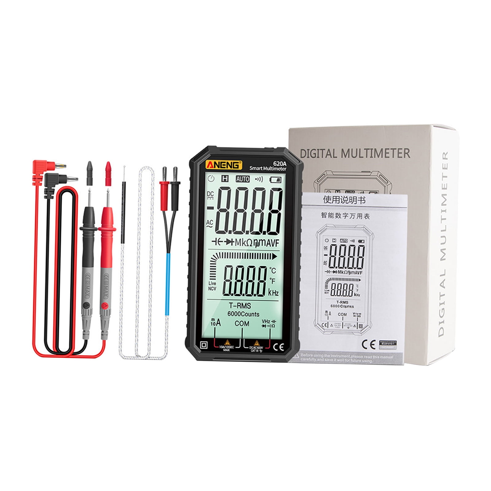 Multímetro digital Probadores eléctricos 6000 Cuenta Amp Voltímetro Negro Baoblaze voltímetro ...