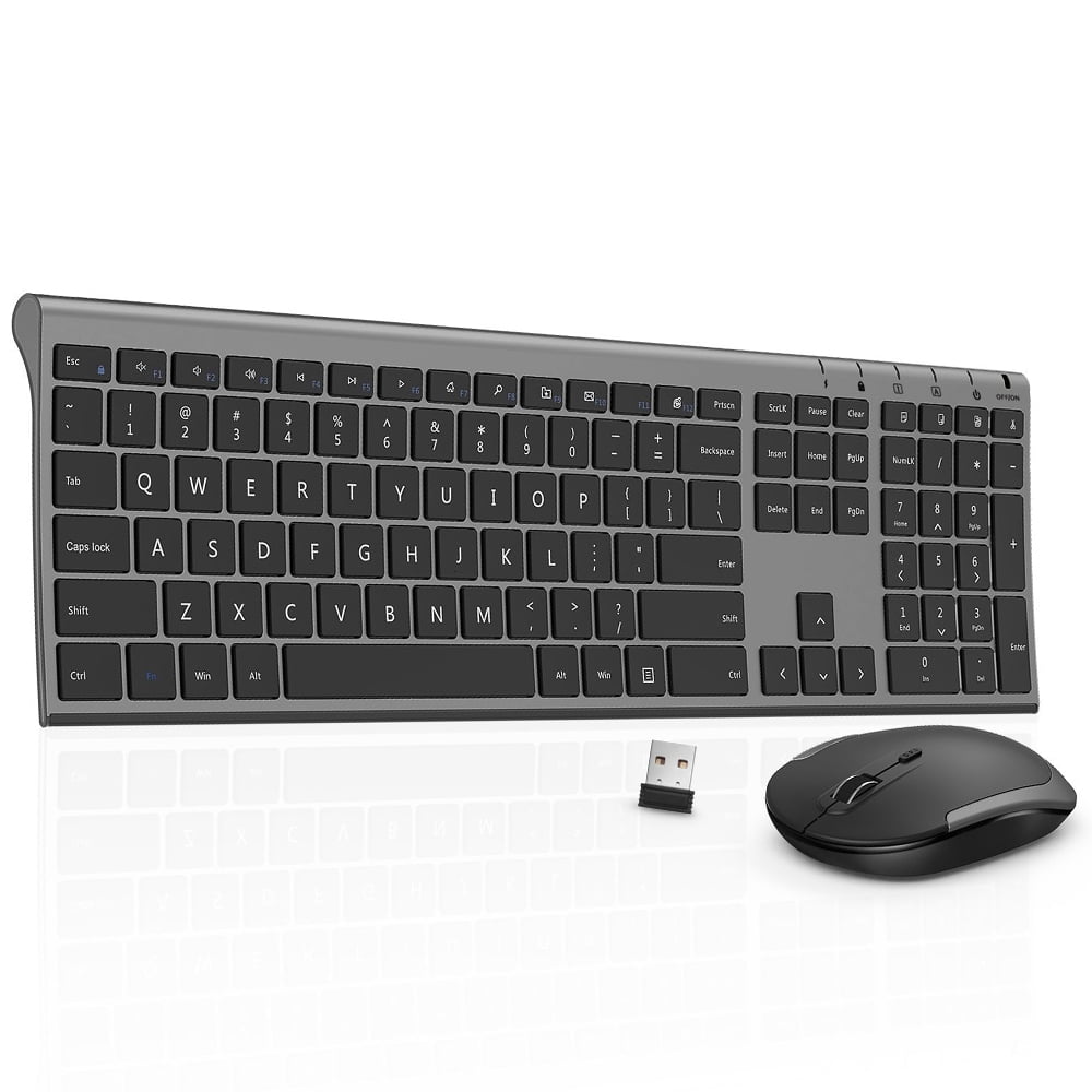 VIVEFOX Wireless Keyboard Mouse, Ergonomic Ultra Slim Full Size Metal ...