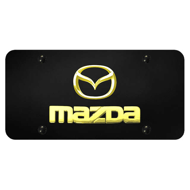 Au-TOMOTIVE GOLD Dual Mazda (New) Logo Gold on Black Plate - Walmart.com