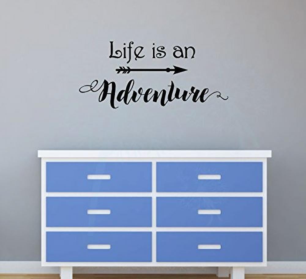 Life Is An Adventure Cursive Vinyl Decals Wall Decor Stickers, Black ...