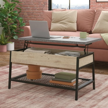 Sauder Summit Station Lift-Top Coffee Table with Shelf in Glacier Oak ...