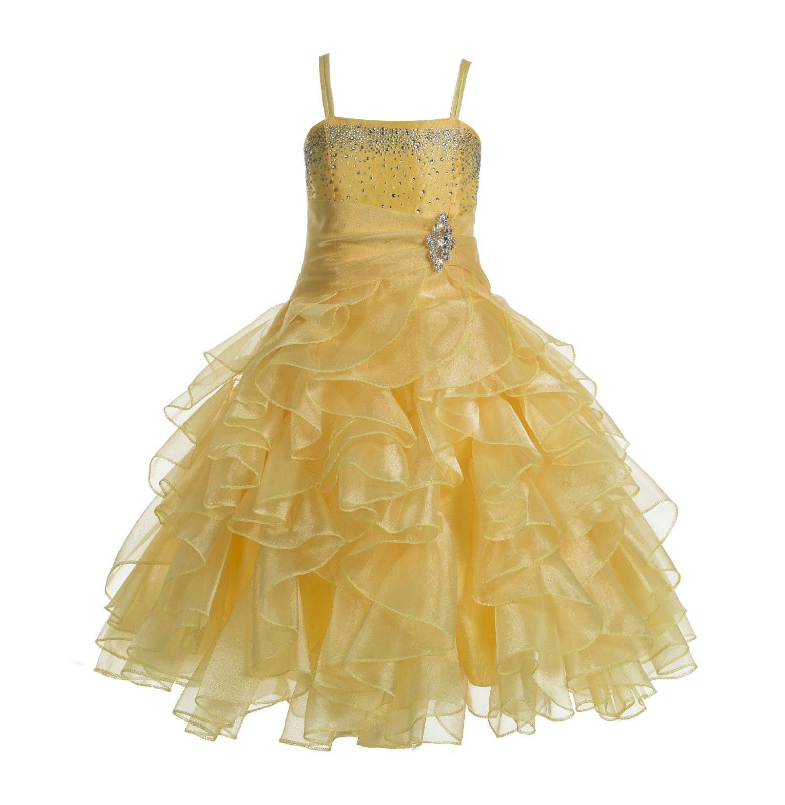 Ekidsbridal Elegant Stunning Rhinestone Organza Layers Flower Girl ...