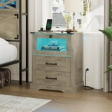 Nightstands with USB Ports & Power Outlets,Farmhouse Bedside Table with ...