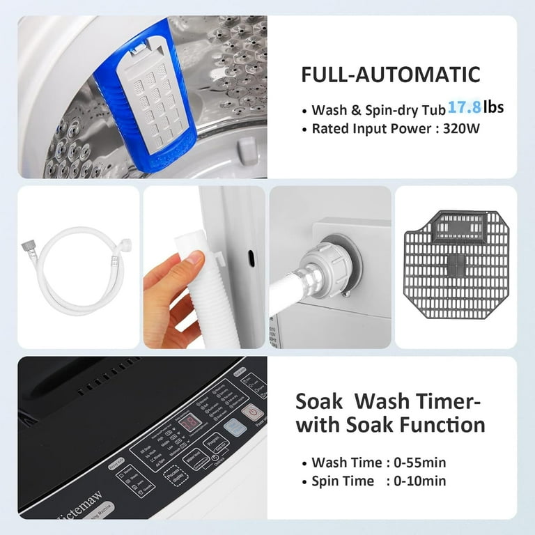 Automatic Portable Washer With Drain Pump Nictemaw Portable Washing ...