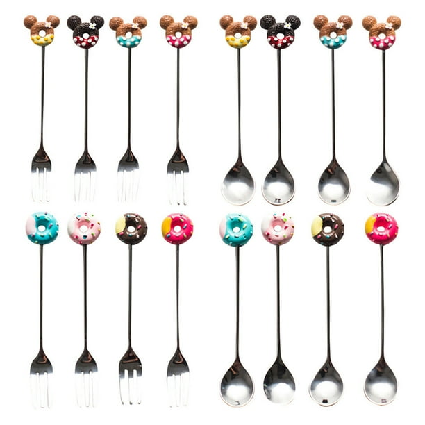 Mistaha Cute 304 Stainless Steel Spoon Fork Doughnut Cartoon Animal ...