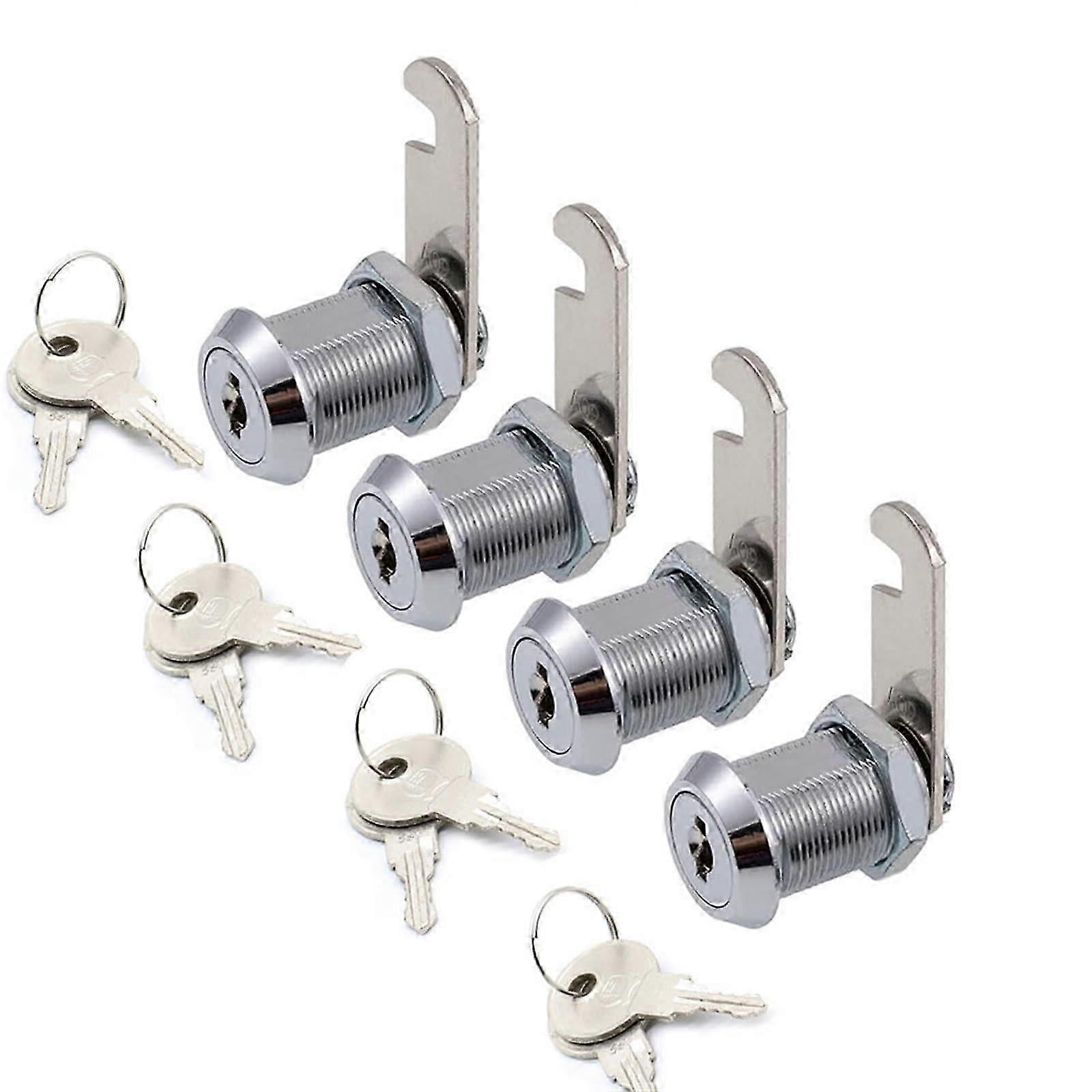 4 Pack Cabinet Locks with Iron Keys, Cam Cylinder Lock, 25mm Secure ...