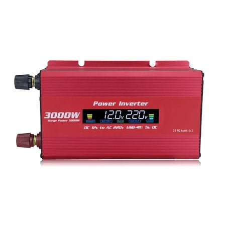 mmirethe Sine Car Inverter 3000W DC 12V to AC 220V Screen Display ...