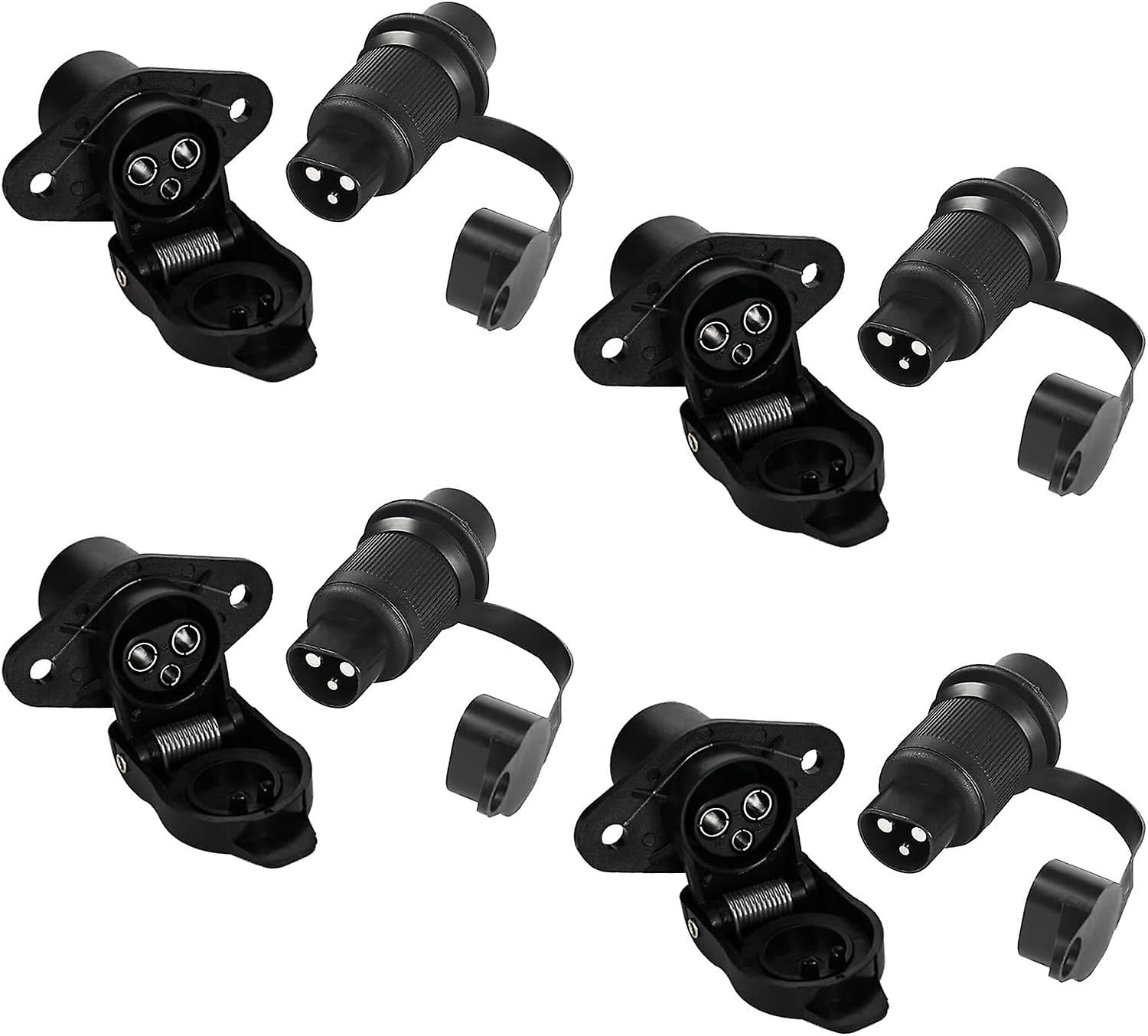 Trailer Socket and Trailer Socket, 4 Pieces Male Female 3 Pin Connector ...