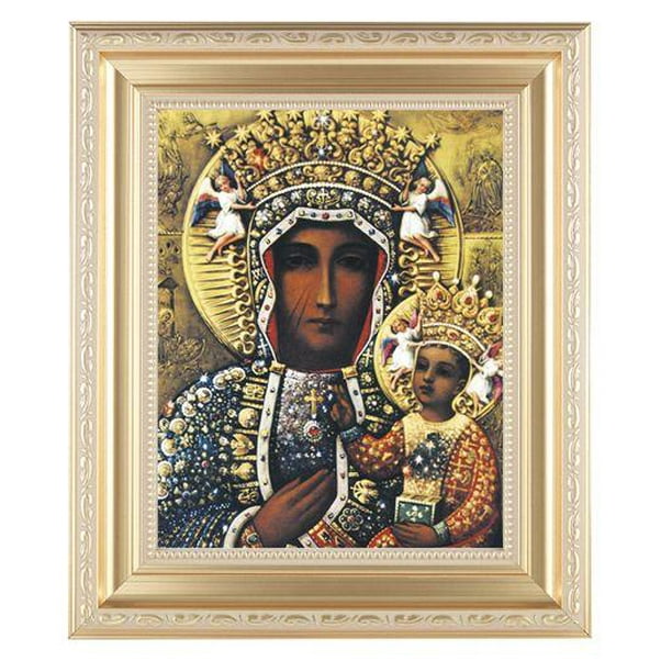 Our Lady of Czestochowa Picture Framed Wall Art Decor Large, Satin Gold ...