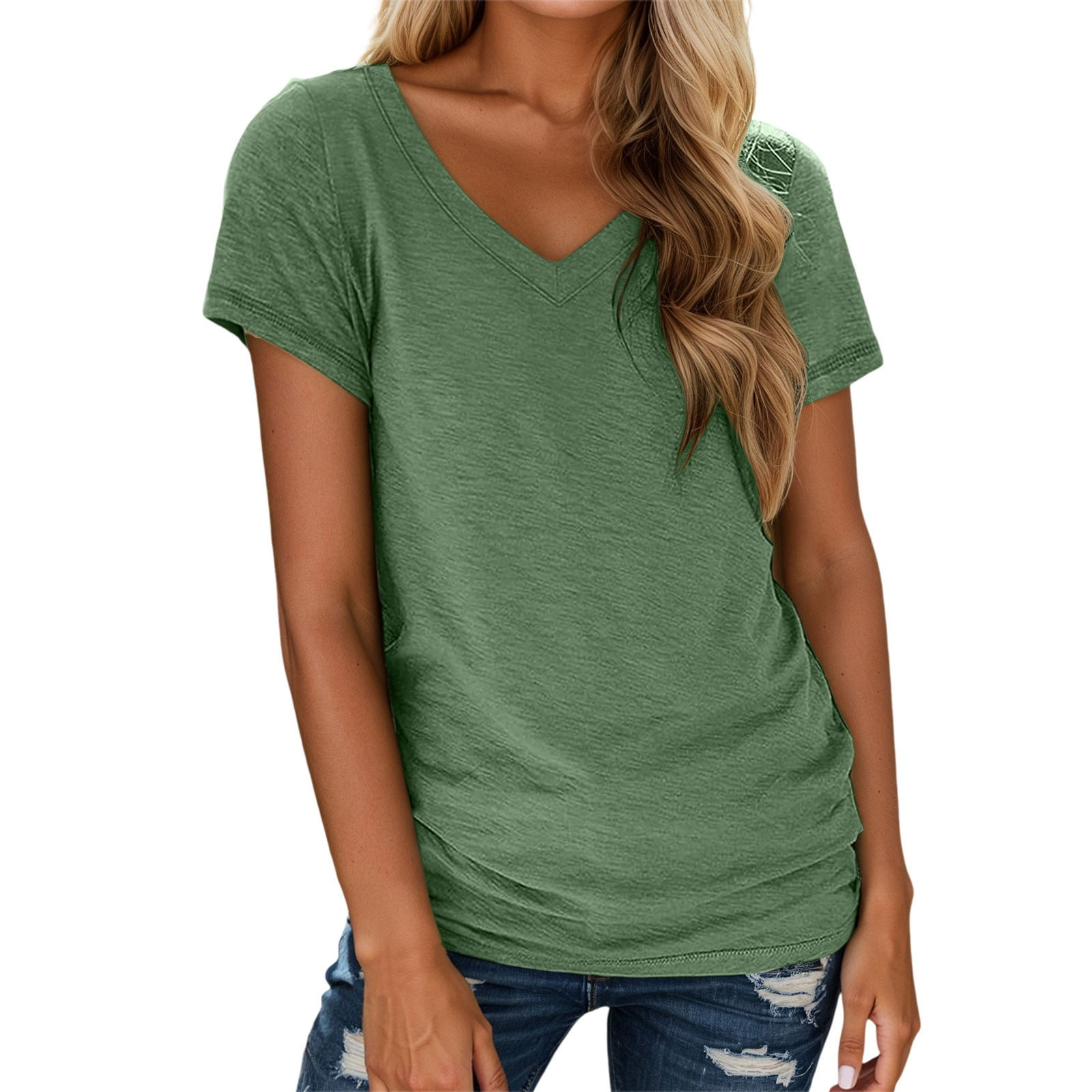 Click here for Hyongzeng New Short Sleeved V Neck Ladies T Shirt... prices
