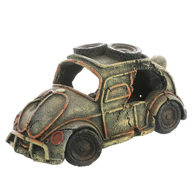 Aquarium Resin Decoration Broken Wreck Car Hideouts Betta Cave Fish for ...