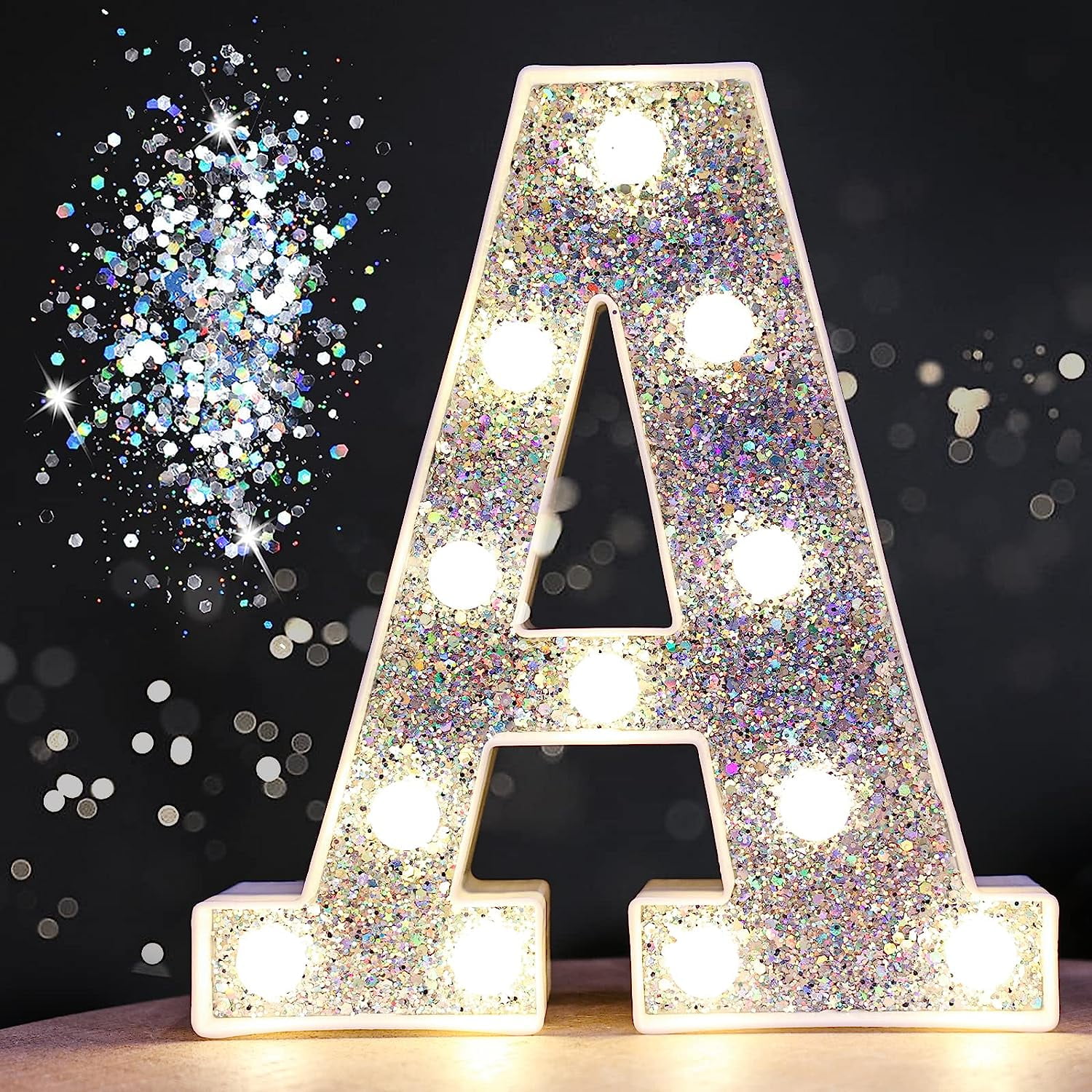 Walmart Glitter LED Alphabet A Light Up Letters, Battery Powered Silver ...