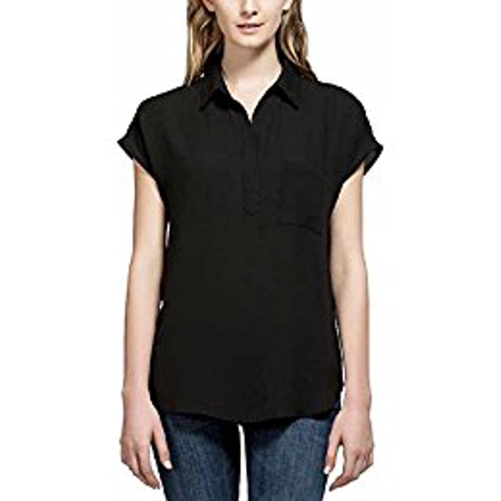 Pleione - Pleione Women's Short Sleeve Split Neck Blouse - Walmart.com ...