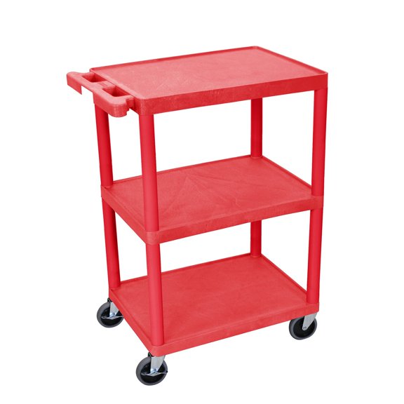 Luxor 18" x 24" Three Shelf Flat Utility Cart - Red - Walmart.com