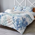 4 Piece Duvet Cover Set Full, Watercolor Coastal Marine Coral Soft ...