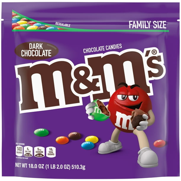 M&M's Dark Chocolate Candy, Family Size - 18 oz Bulk Bag - Walmart.com