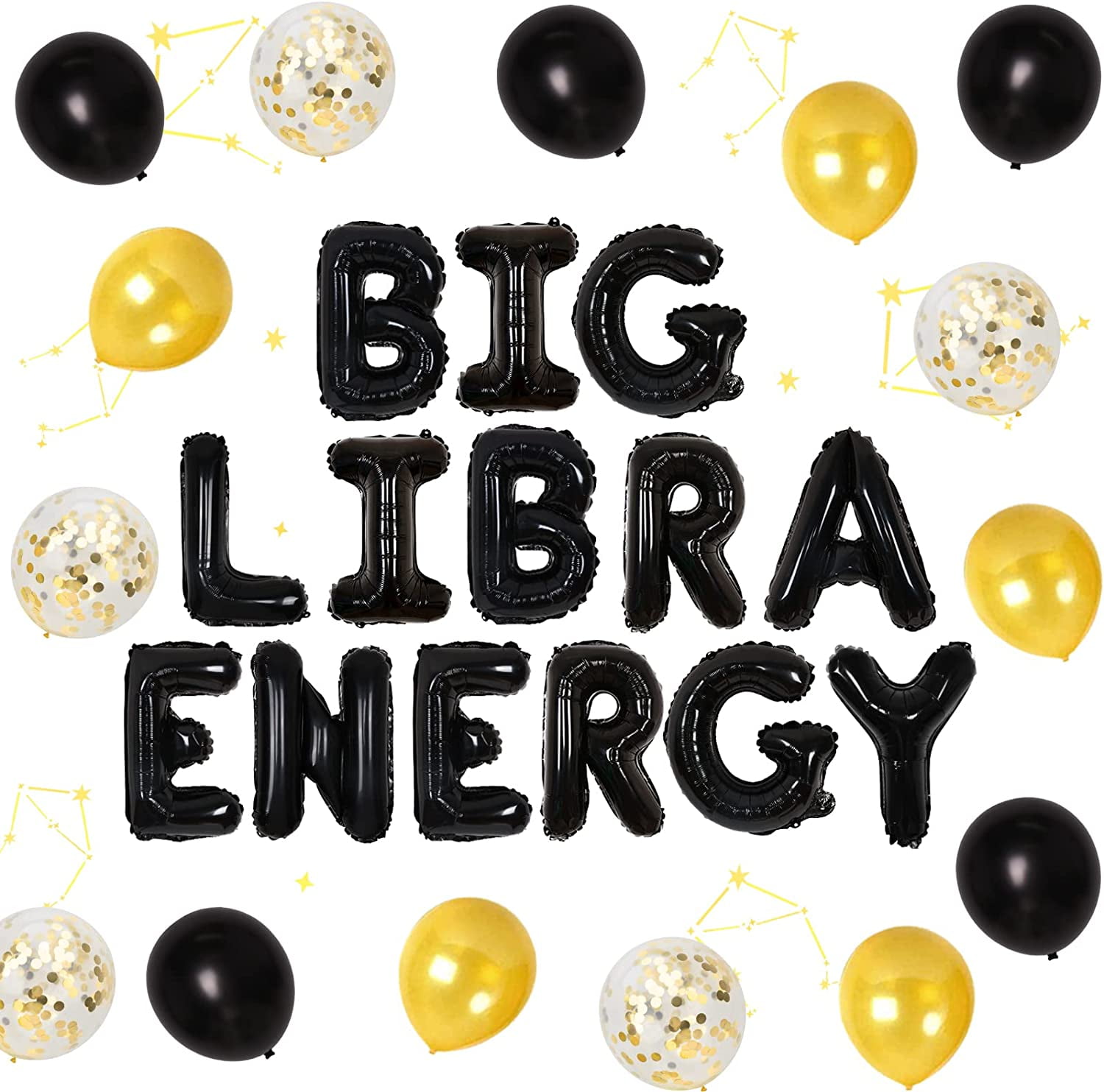 Libra Birthday Party Decoration Black Gold--Big Libra Energy Balloon ...