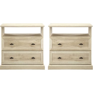 Pemberly Row Transitional Wood 2-Drawers Nightstand in White - Walmart.com