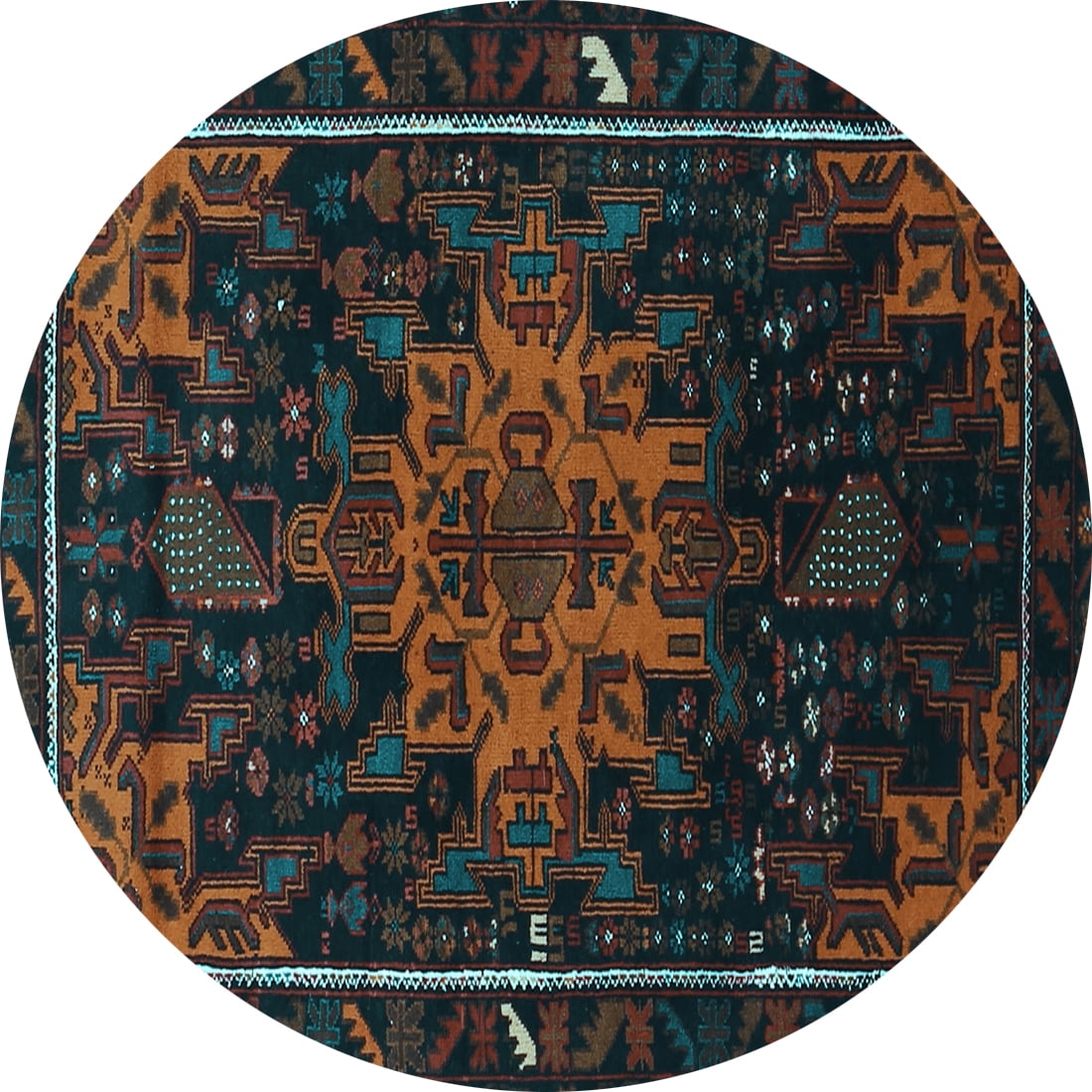 Ahgly Company Indoor Round Persian Light Blue Traditional Area Rugs, 8 ...