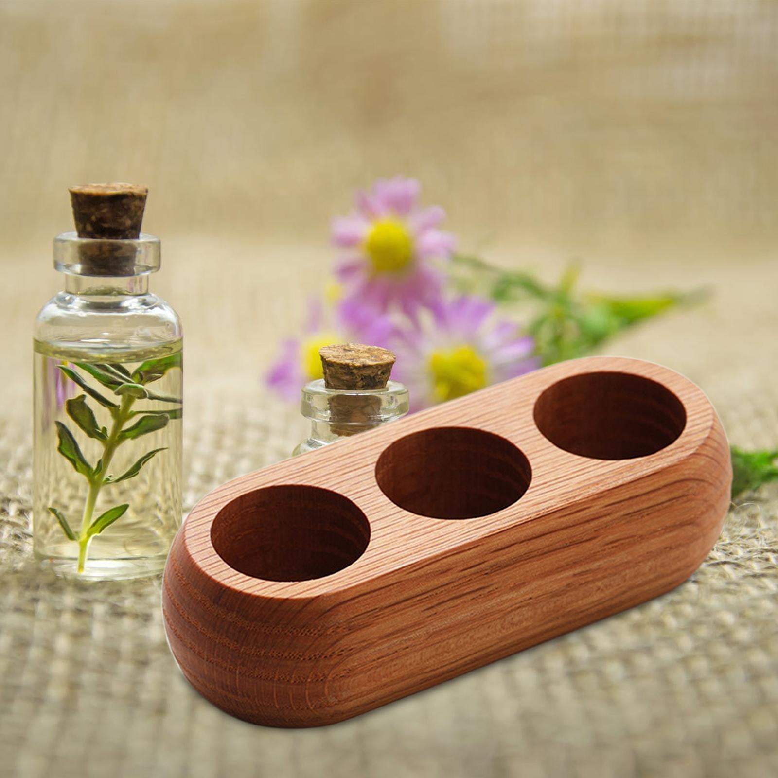 3 Slots Essential Oil Display Stand Organizer Desktop Wooden Shelf ...