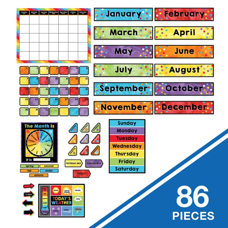 Classroom Calendar Decorably 143 Pcs Set Bulletin Board - School ...