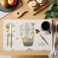 Cartoon Animal Cotton Linen Placemats Set of 6, Hot Air Balloon Lion ...