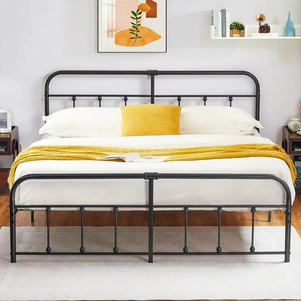 VECELO King Size Metal Platform Bed Frame with Headboard and Footboard ...