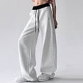 Aezemi Womens Wide Leg Sweatpants, Color Blocks Drawstring Elastic ...
