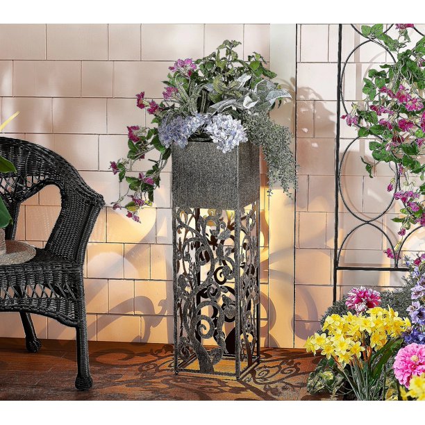 Solar Silhouette Column Planter, Bronze - Walmart.com