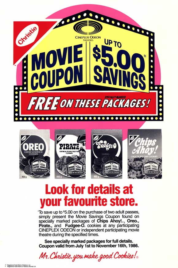 Cineplex Odeon Nabisco Coupon Savings - movie POSTER (Style B) (11" x ...