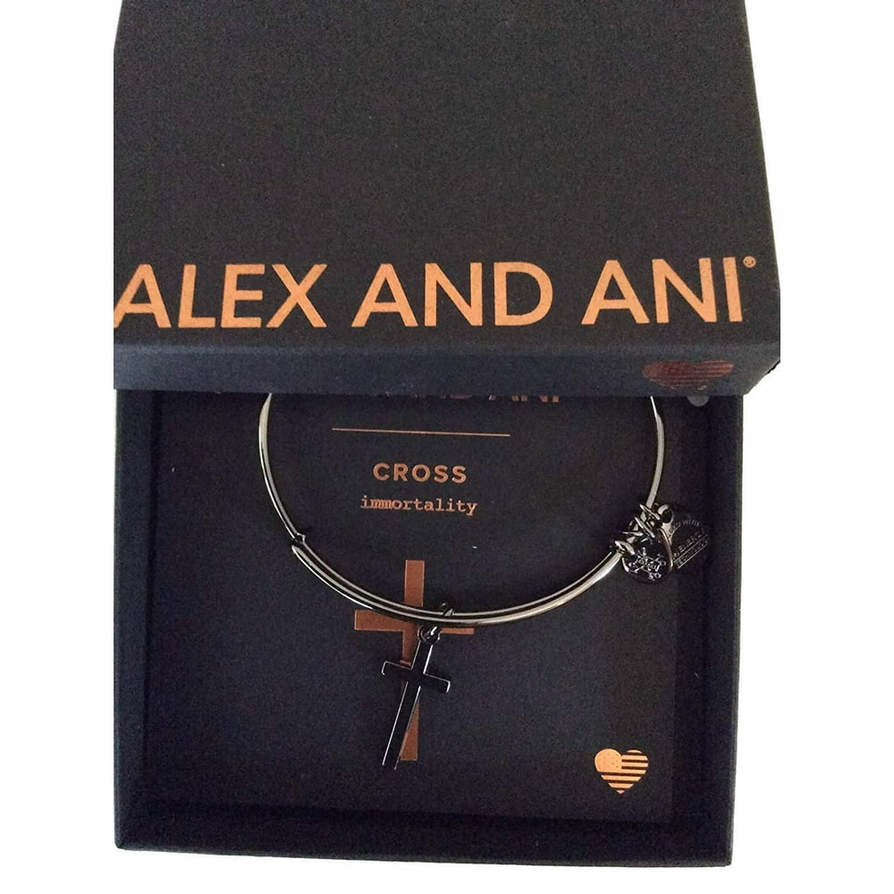 Alex and Ani - Alex and Ani Cross II Bangle Bracelet Midnight Silver ...