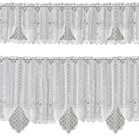 2PCS/Set Lace Coffee Curtain Vintage Style Cafe Window Tier Translucent ...