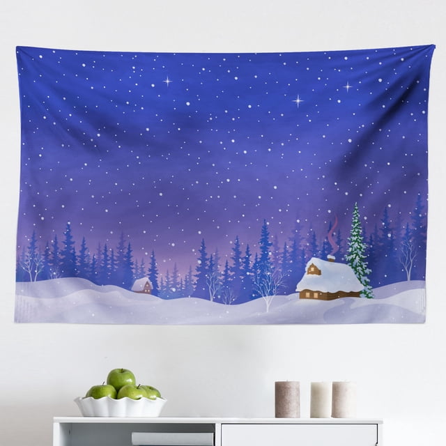 Log Cabin Tapestry, Countryside Theme Image of a Rustic Cabin Near ...