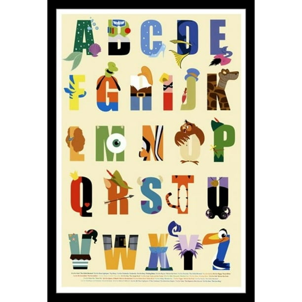 Disney - Alphabet Laminated & Framed Poster Print (22 x 34) - Walmart.com
