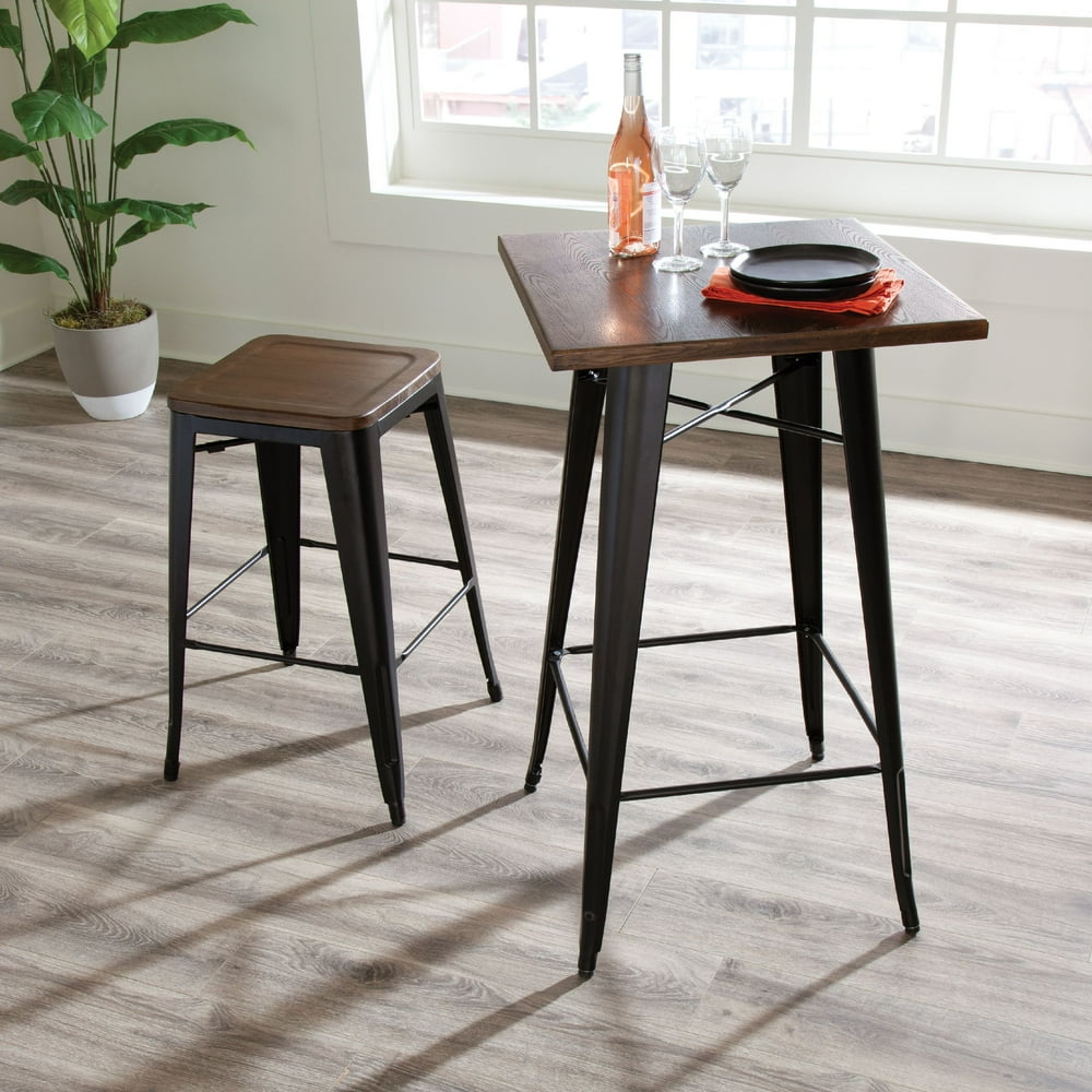 OFM 161 Collection Industrial Modern 24" Square Bar Table with Footring ...