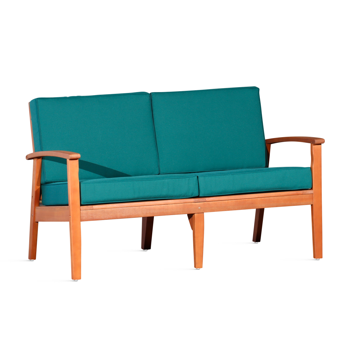 Outdoor Wood Sofa with Cushion, Wood Loveseat, Outdoor Patio Furniture ...